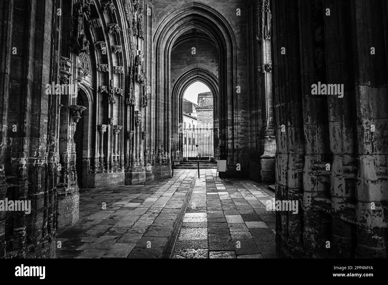 Access through the front facade to the monumental Gothic style ...