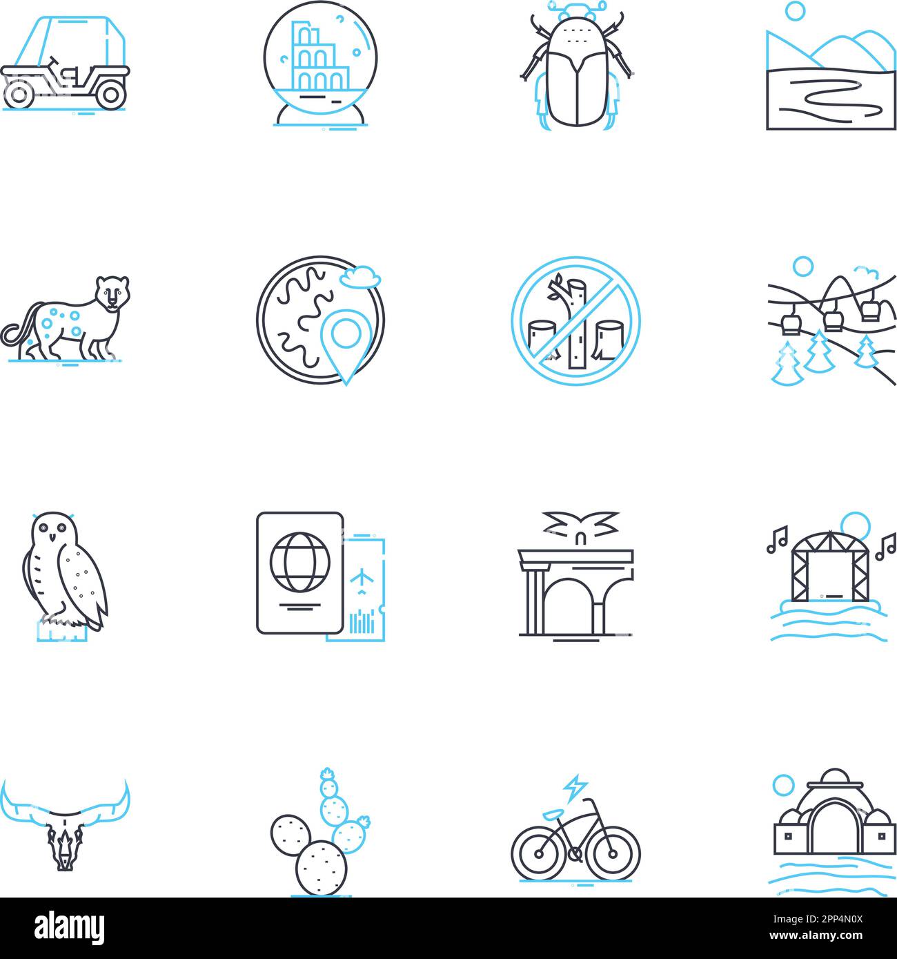 Rural retreat linear icons set. Serene, Peaceful, Tranquil, Relaxing ...
