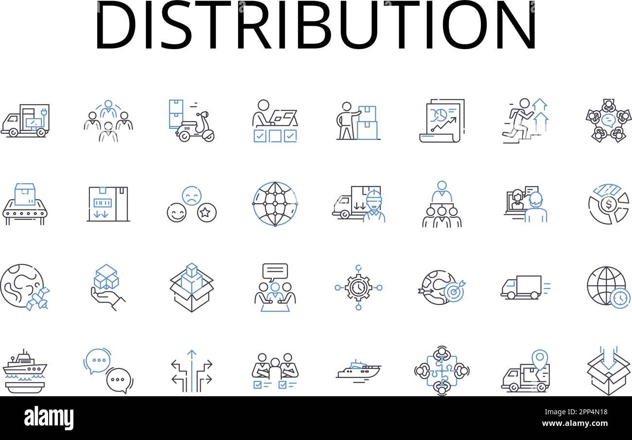 Distribution line icons collection. Dispensation, Allotment, Delivery ...