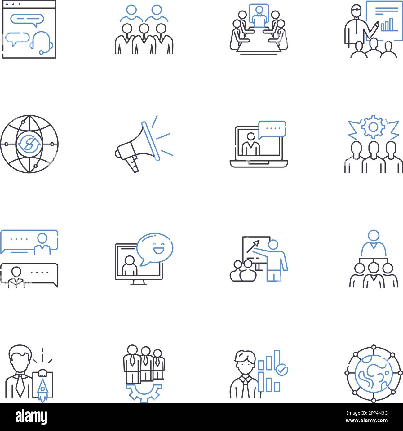 Messaging advisors line icons collection. Communication, Mentorship ...
