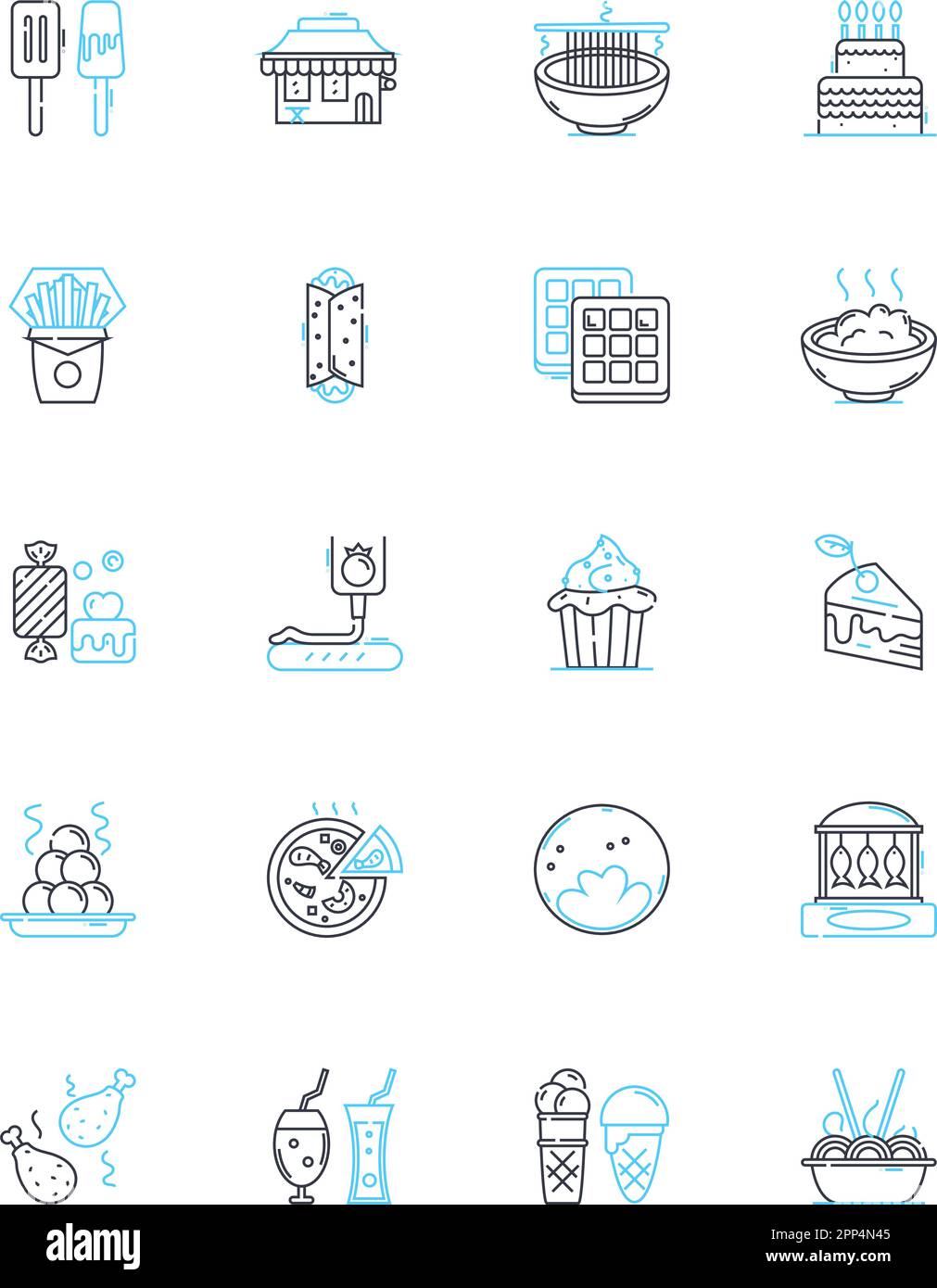 On-the-go food linear icons set. Portable, Convenient, Quick, Easy ...