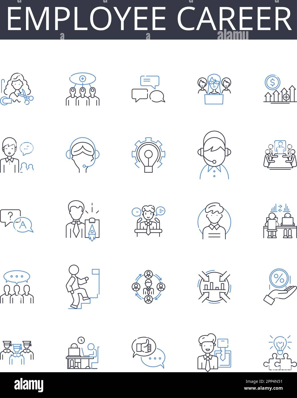 Employee career line icons collection. Business venture, Professional ...