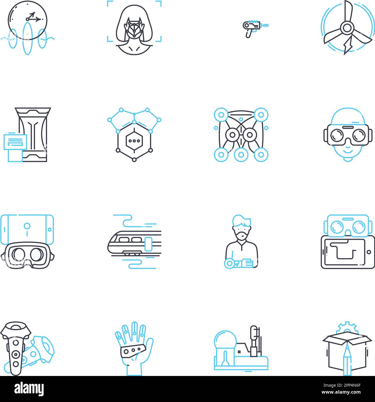 Video Editing linear icons set. Cutting, Splicing, Transitions, Animation, Sound, Effects ...