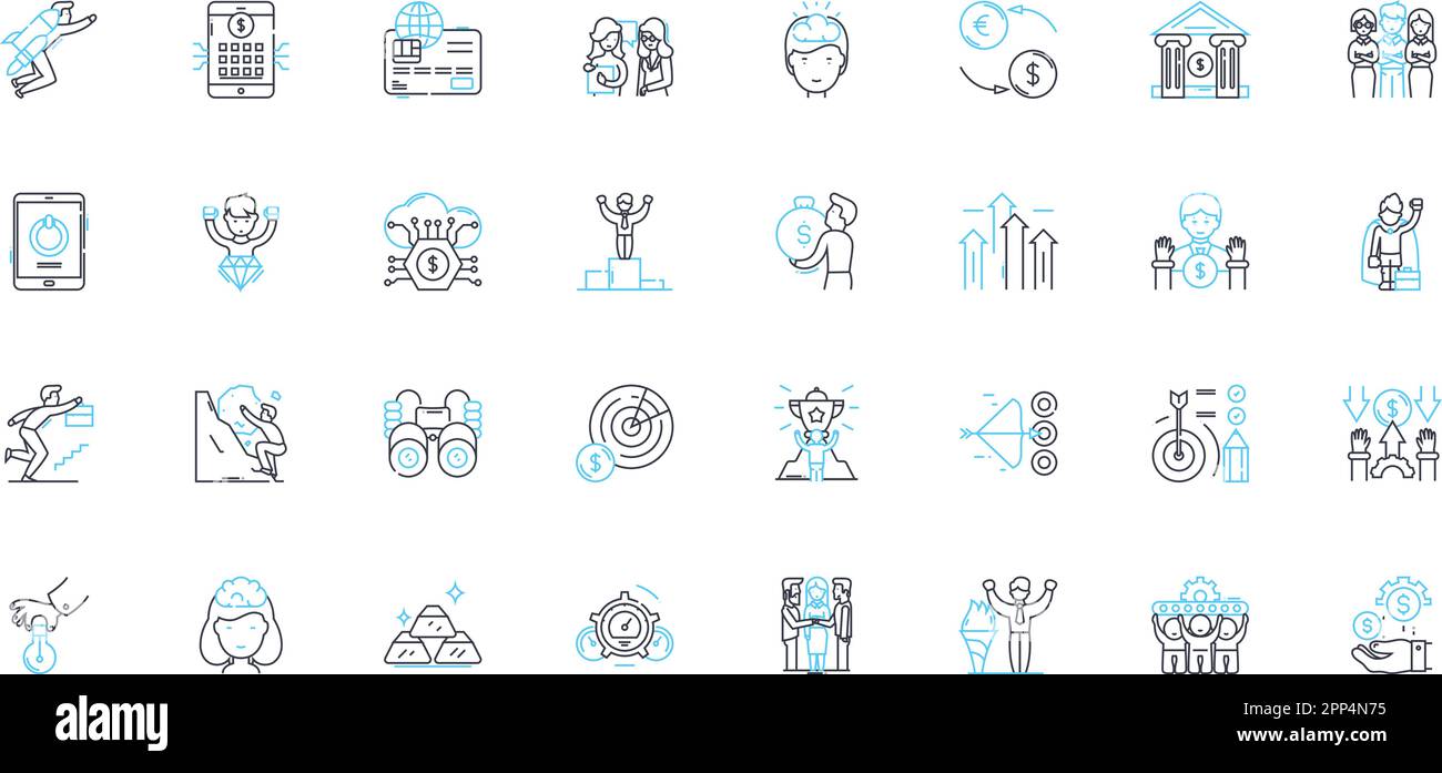 Financial metrics linear icons set. Revenue, Profitability, Liquidity ...
