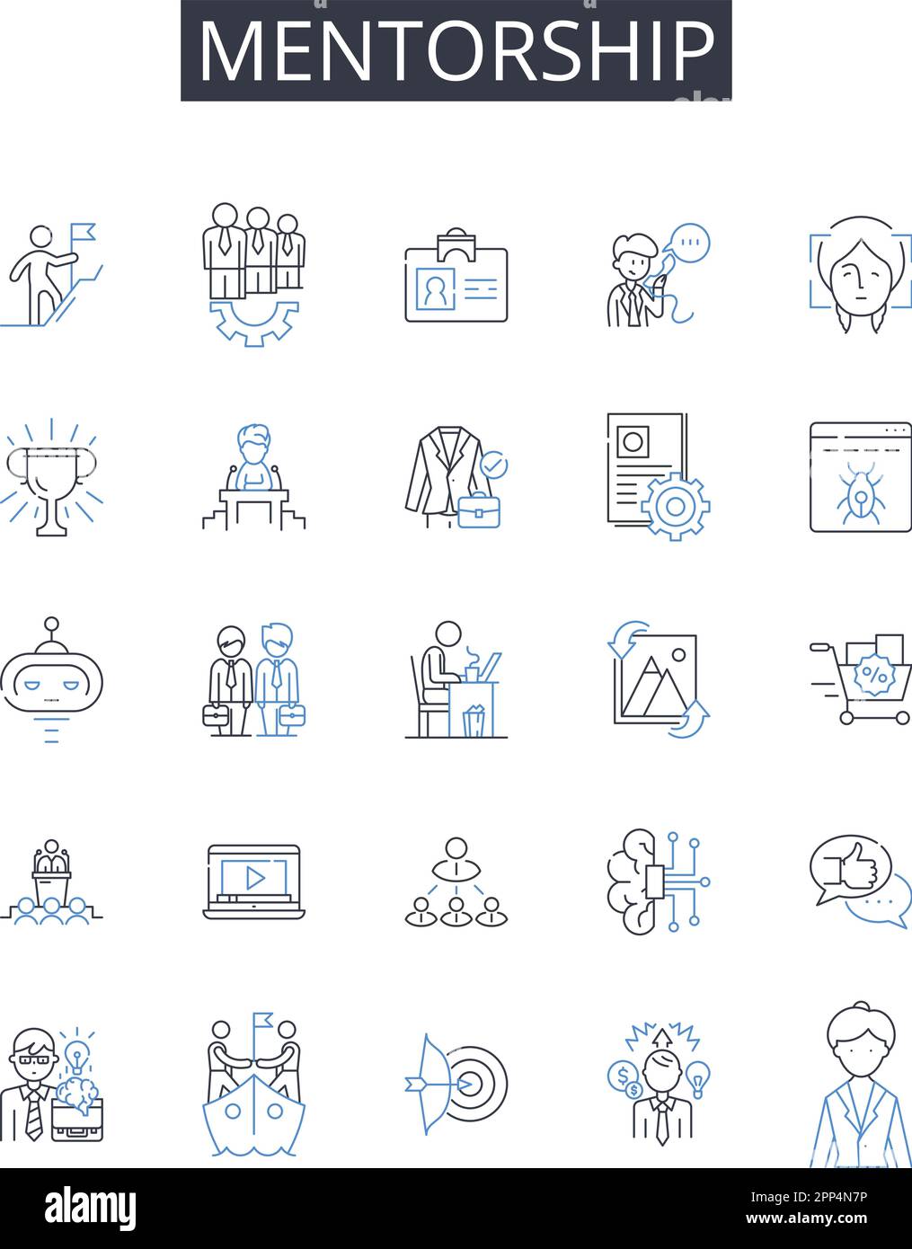 Mentorship line icons collection. Apprenticeship, Coaching, Guidance ...