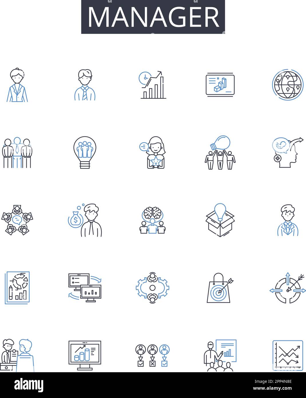 Manager line icons collection. Supervisor, Director, Head, Administrator, Boss, Chief ...