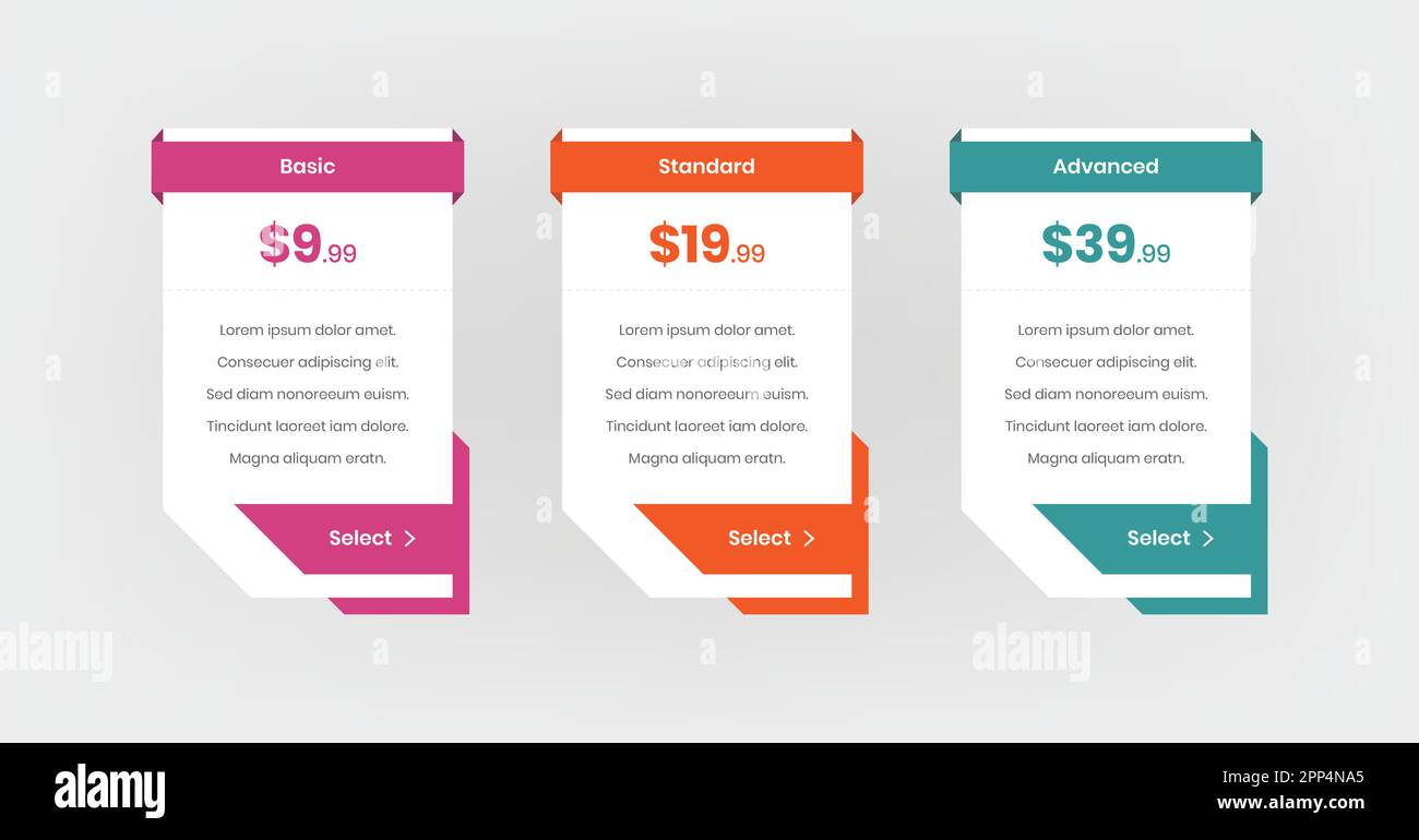 Minimal subscription plan list comparison price table ui template Stock Vector Image & Art - Alamy