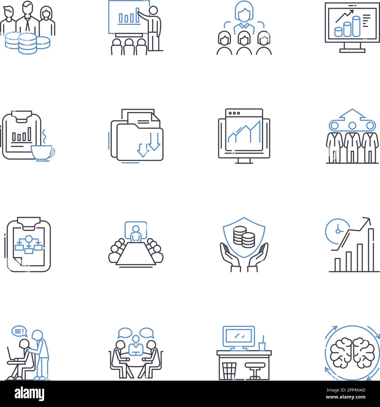 Information Technology And Automation Line Icons Collection Robotics Algorithms Cloud