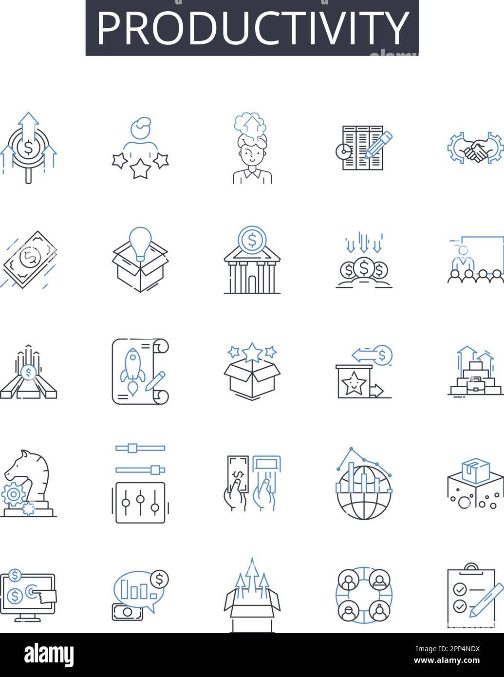 Productivity line icons collection. Leadership, Command, Executive ...