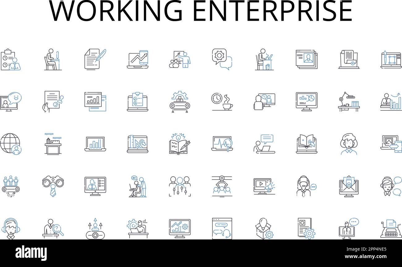 Working enterprise line icons collection. Ampersand, Asterisk ...