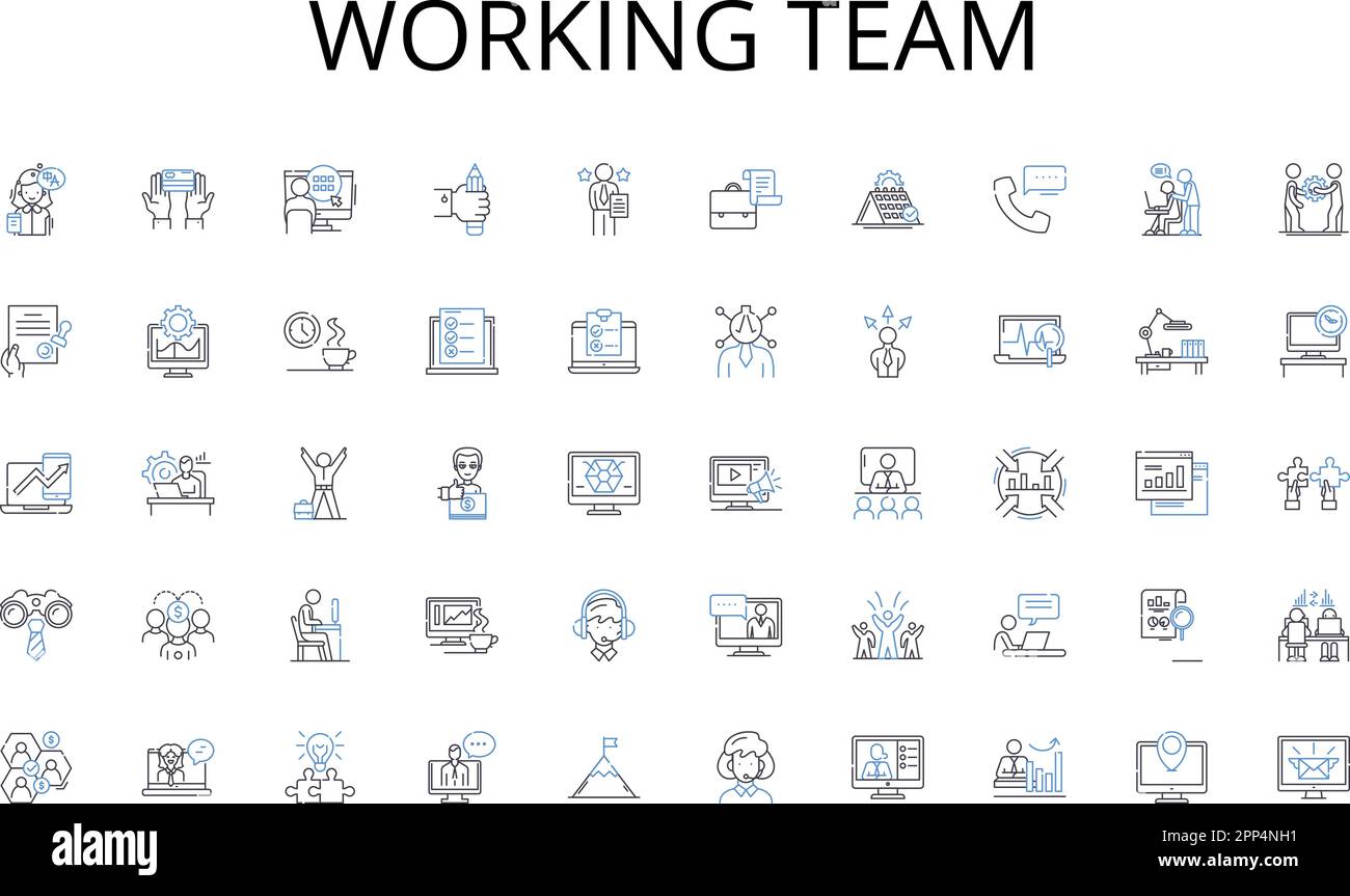 Working team line icons collection. Marketing, Promotion, Communication ...