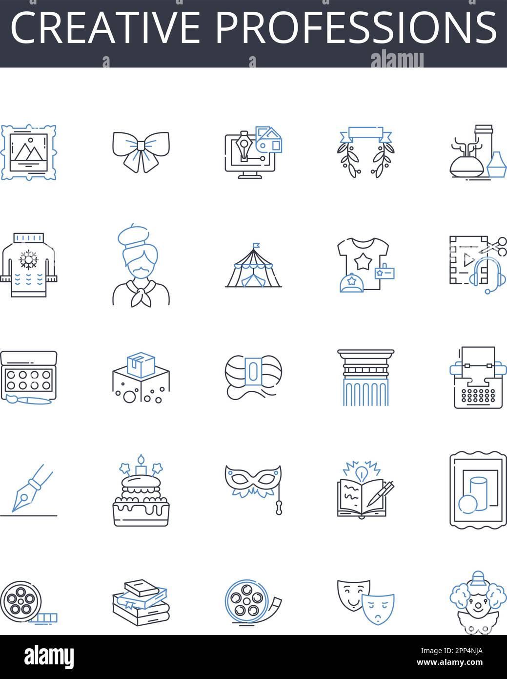 Creative professions line icons collection. Fashion industry, Media ...