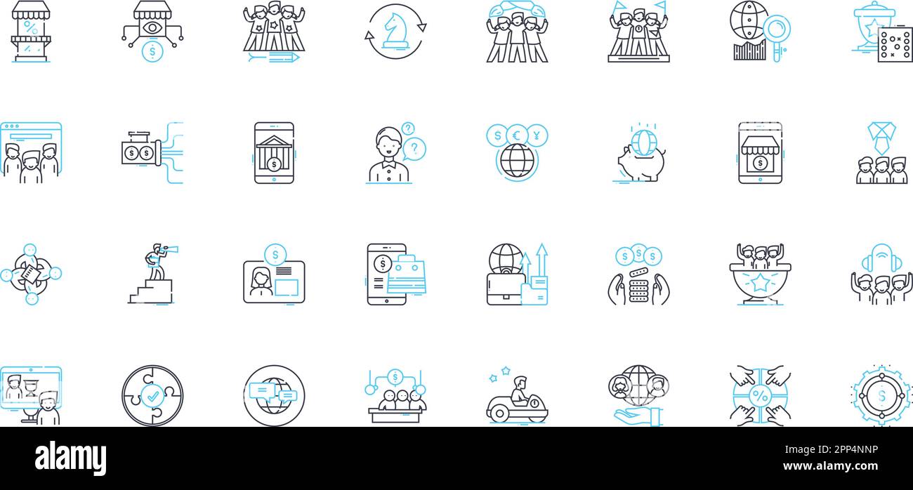 Economic stability linear icons set. Growth, Stability, Prosperity ...