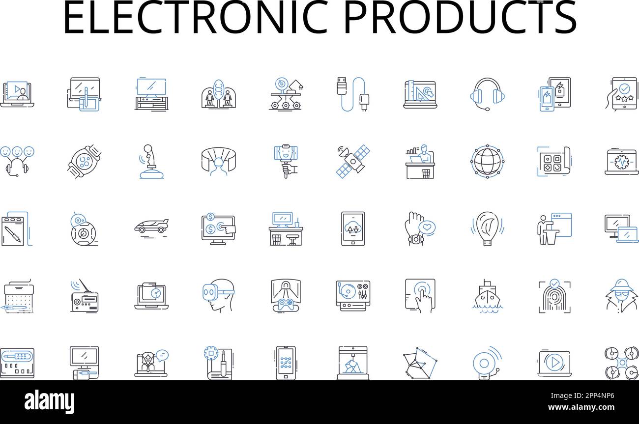 Electronic products line icons collection. Telecommuting , Virtual work ...