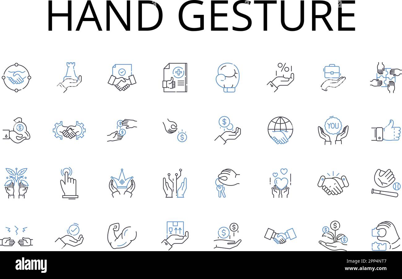 Hand gesture line icons collection. Eye contact, Facial expression, Body language, Verbal ...