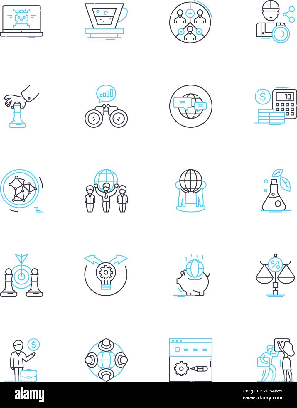 Online banking linear icons set. Security, Efficiency, Convenience ...