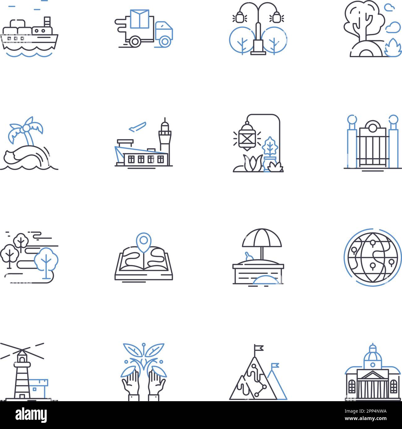 Rolling hills line icons collection. Scenic, Majestic, Serene, Bucolic ...
