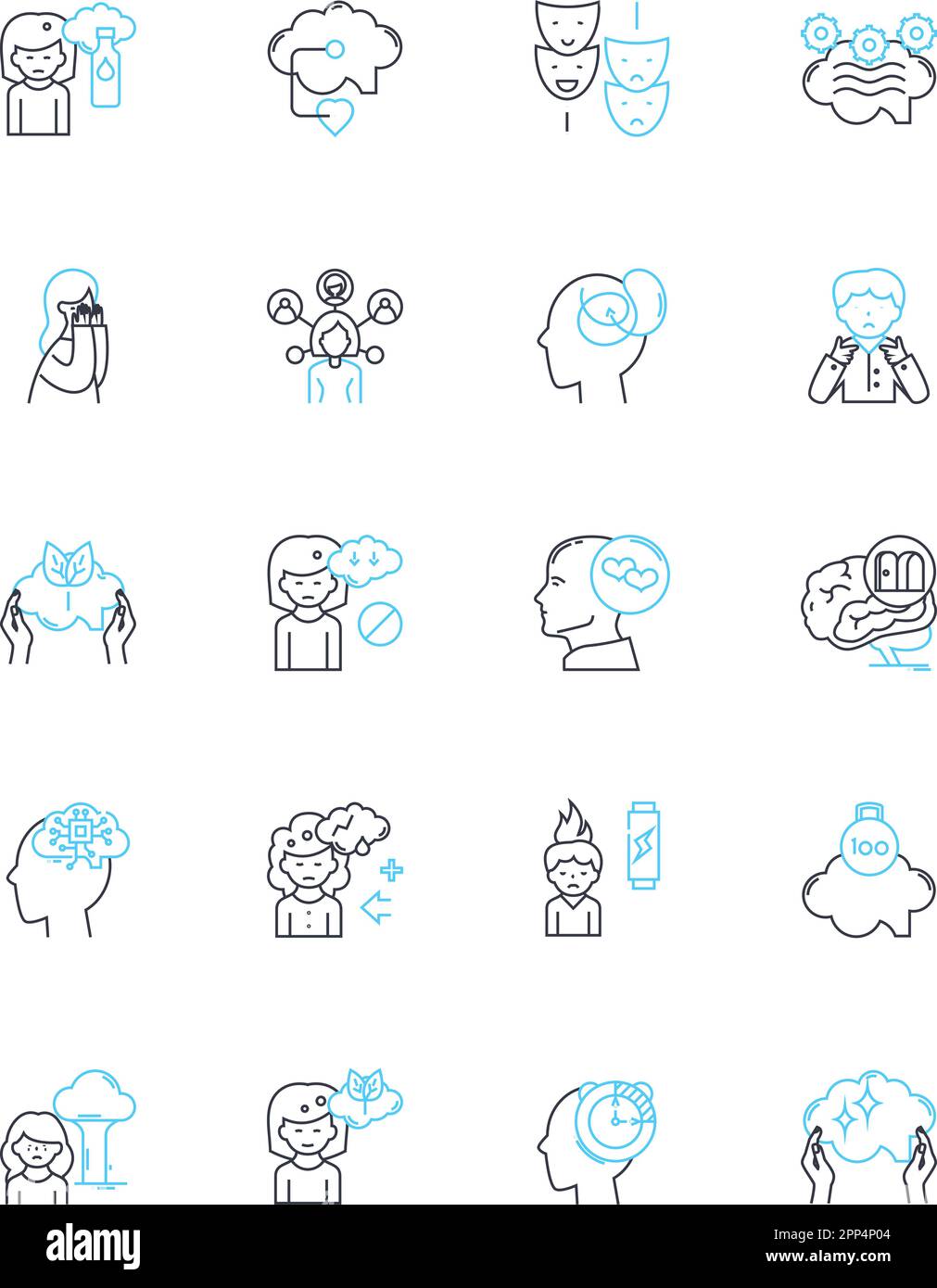 Brain Function Linear Icons Set Cognition Memory Attention Perception Intelligence