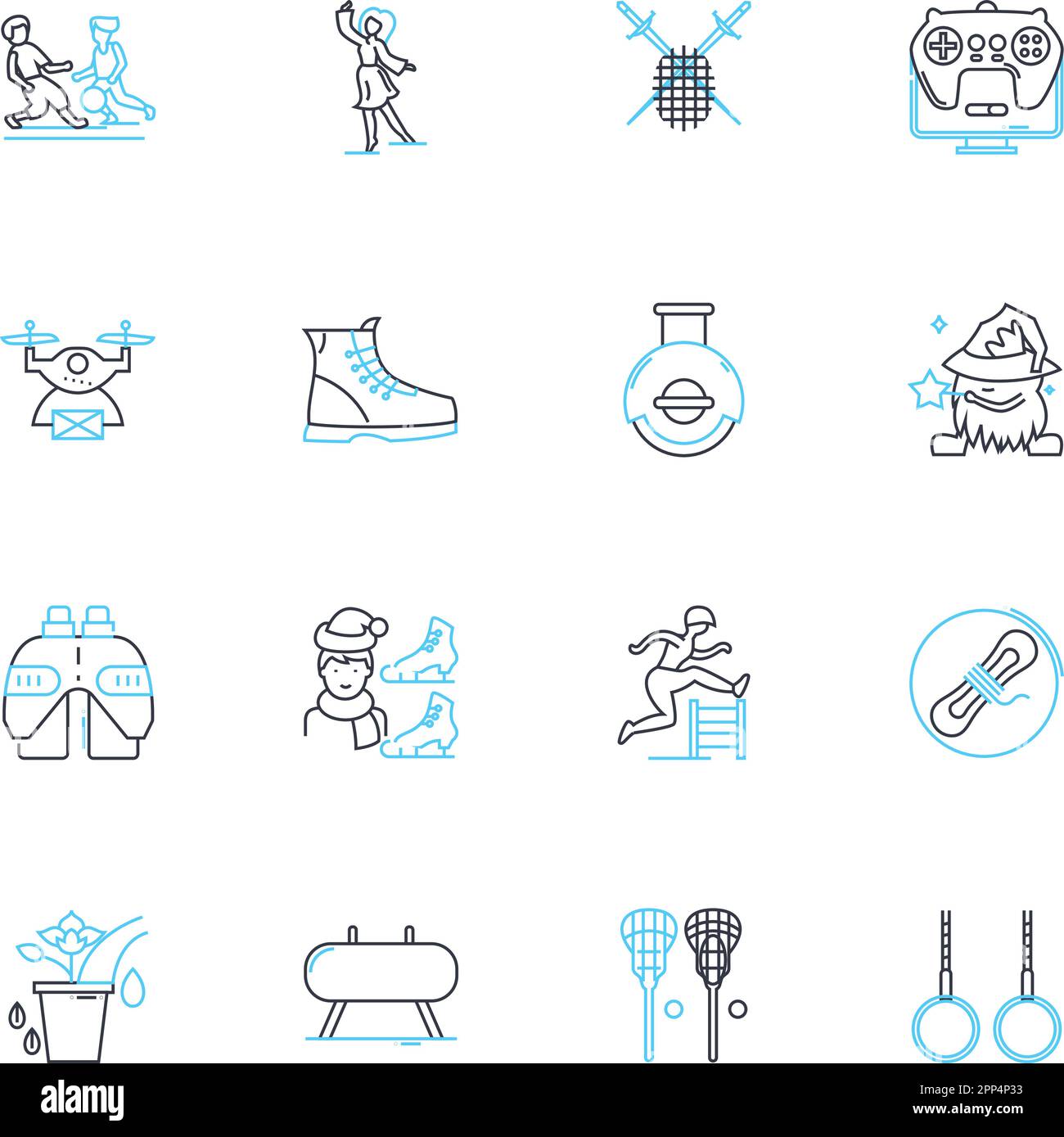 Amusement ventures linear icons set. Rides, Games, Thrills, Fun ...