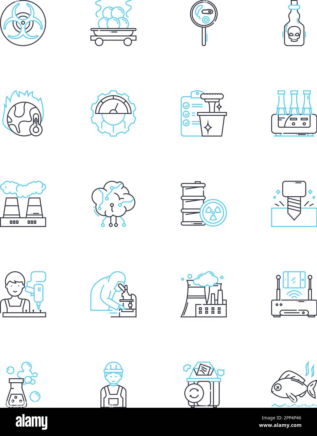 Chemical production linear icons set. Synthesis, Polymerization ...