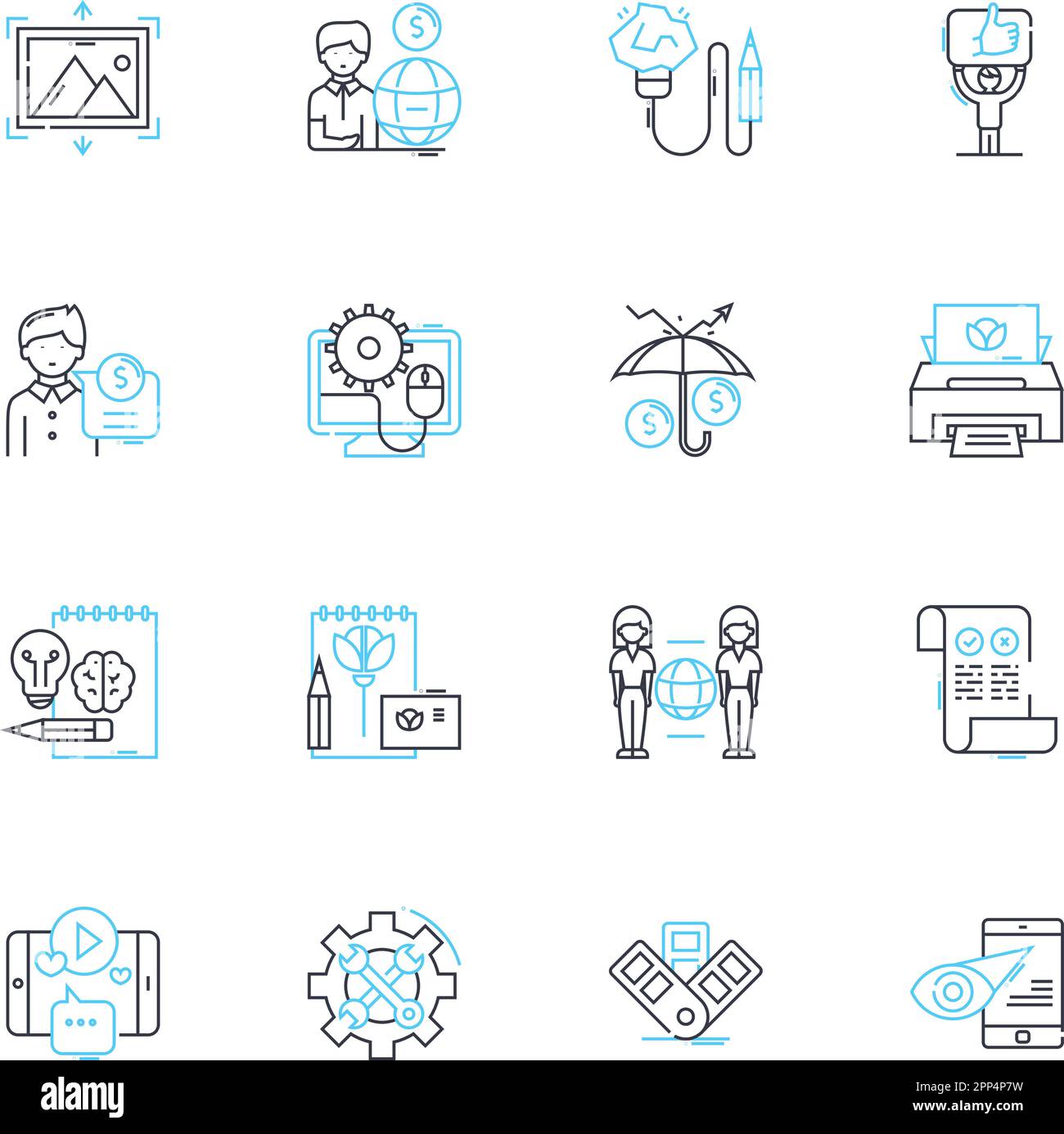 Human Strategy Linear Icons Set Tactics Planning Adaptability