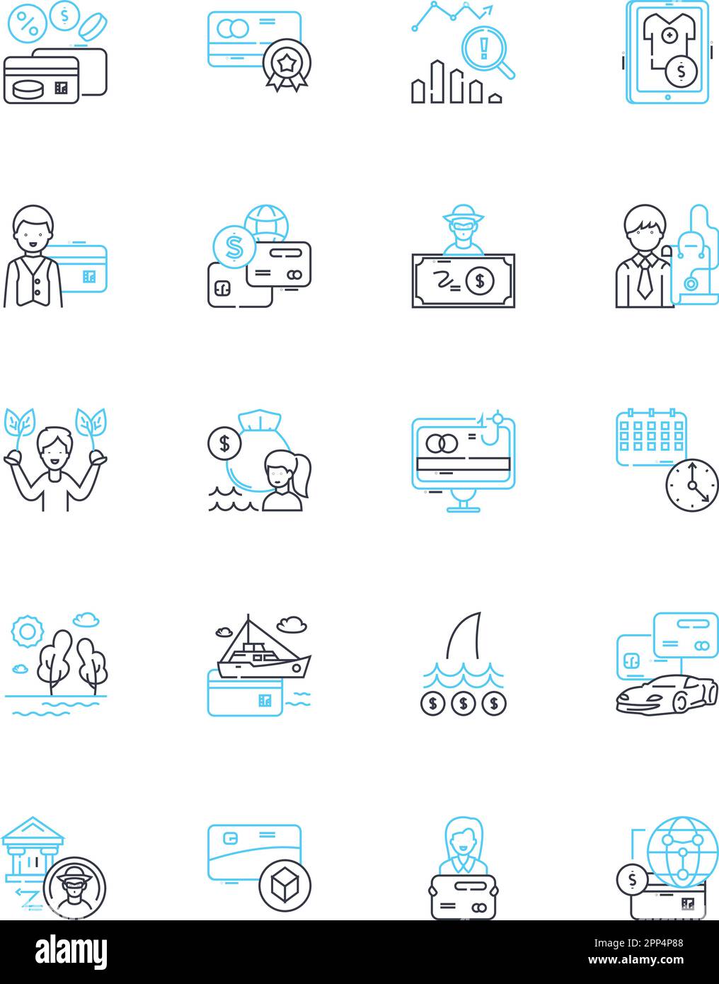 Financial returns linear icons set. Profit, Yield, Gain, Income ...