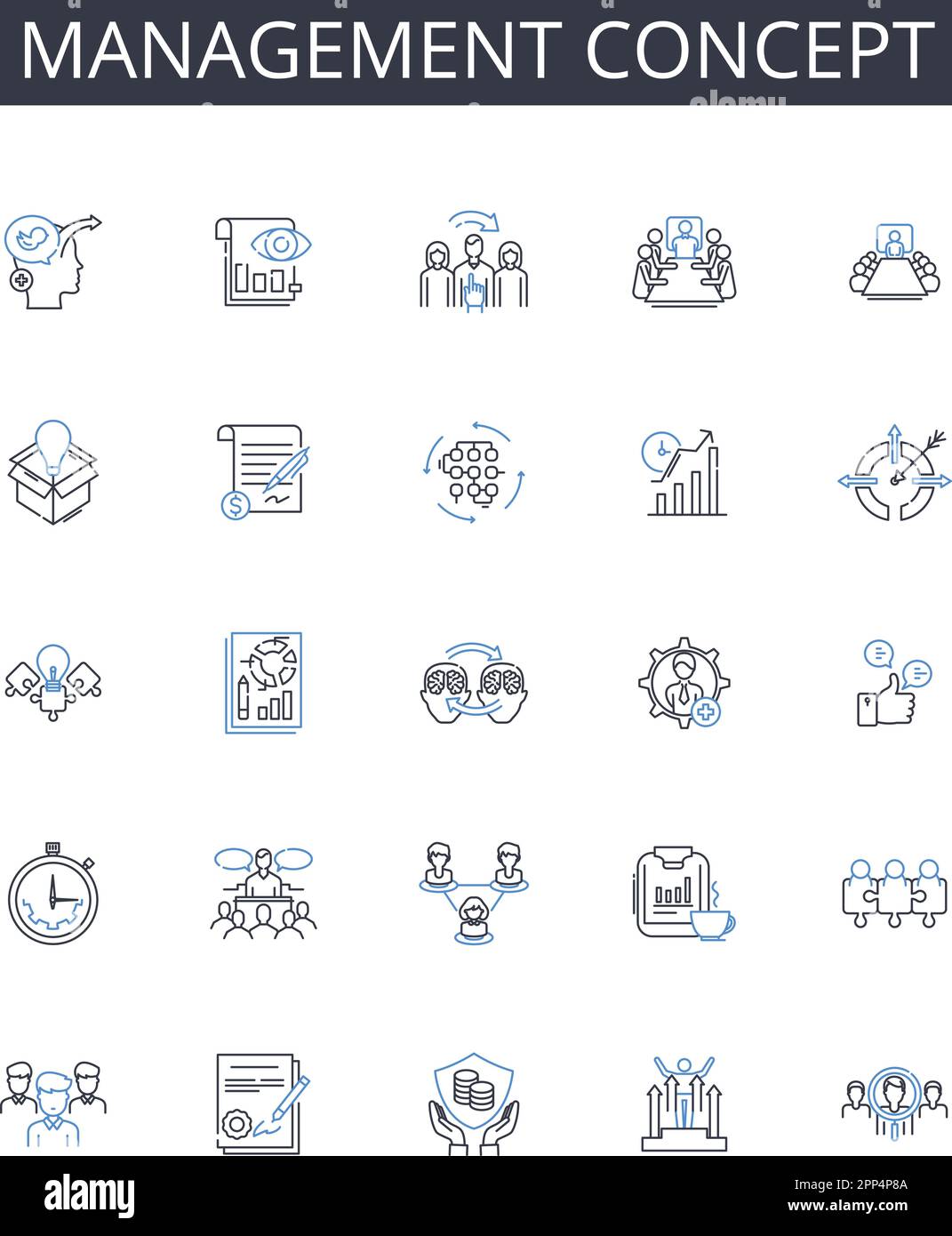 Management concept line icons collection. Leadership theory ... Management concept line icons collection. Leadership theory ...