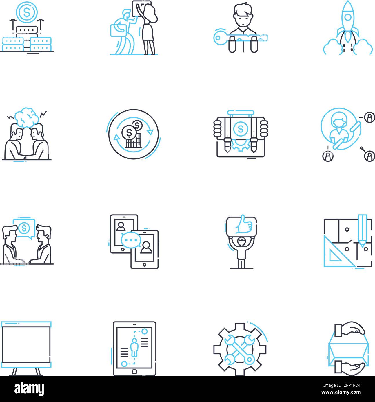 Project Planning Linear Icons Set Strategy Initiative Mission
