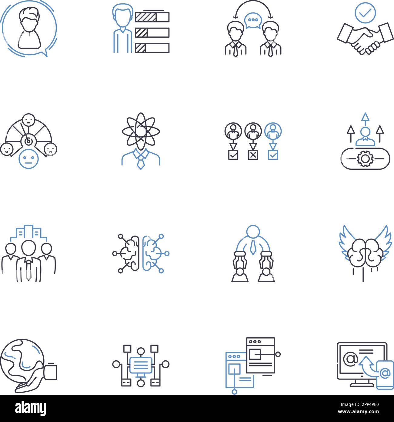 Complementary relations line icons collection. Synergy, Balance ...