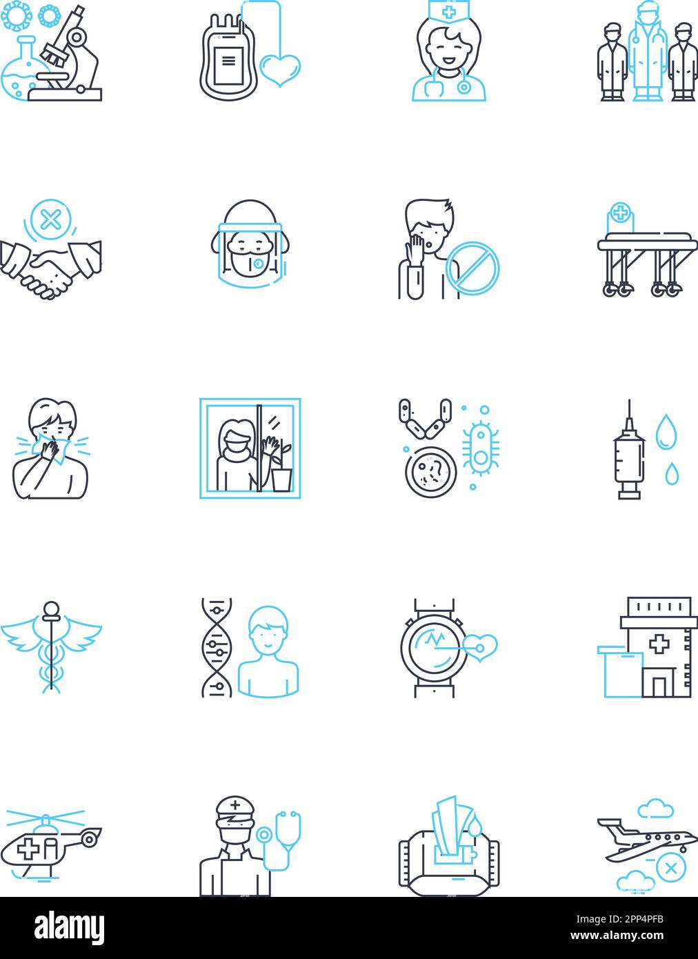E-health linear icons set. Digital, Telemedicine, Wearable, Remote, AI ...