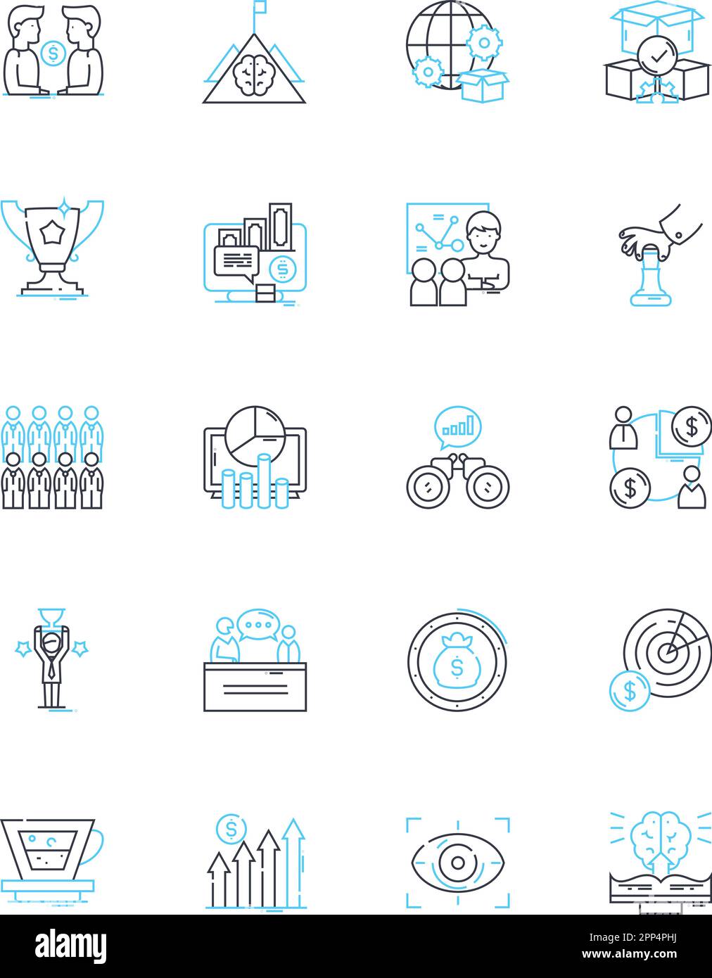 Corporate operations linear icons set. Efficiency, Management, Strategy ...