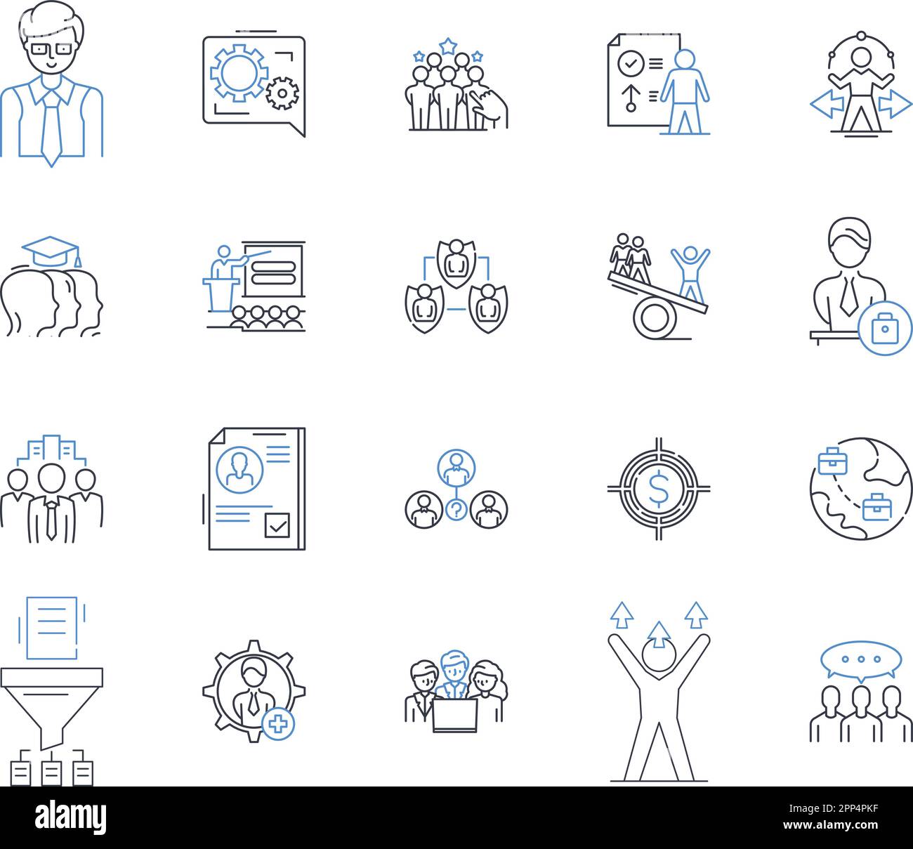 Key decision-makers line icons collection. Executives, Leaders ...