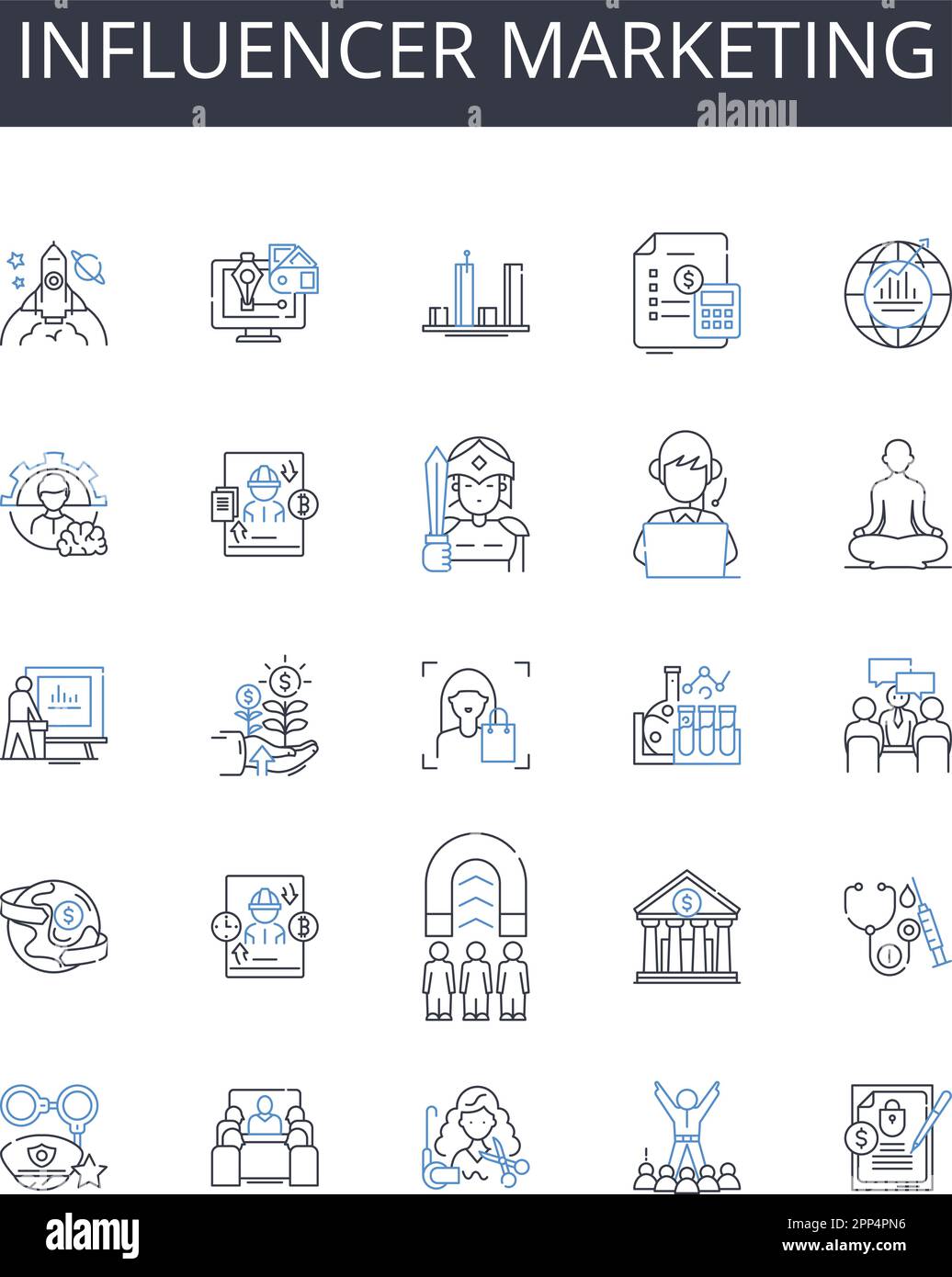 Influencer Marketing line icons collection. Content Strategy, Digital ...