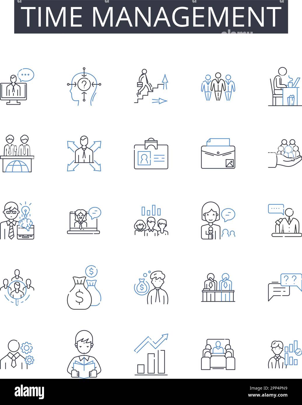 Time management line icons collection. Recreation, Relaxation ...