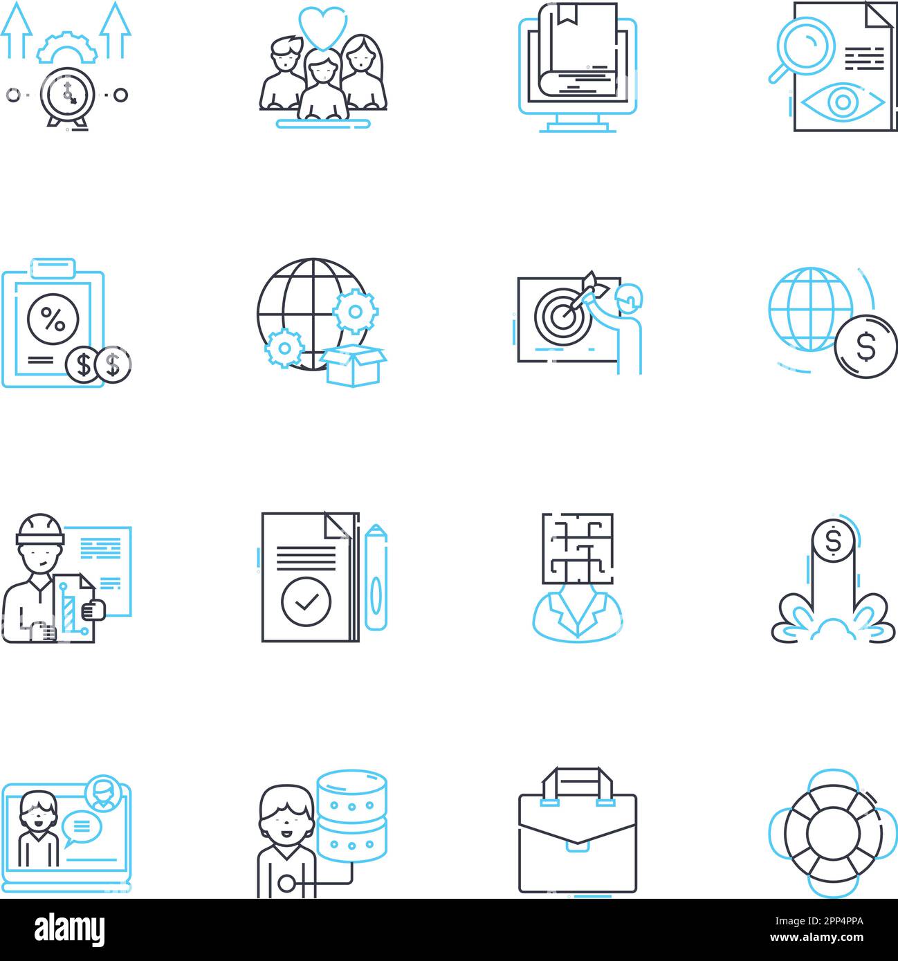 Market enterprise linear icons set. Strategy, Consumer, Product ...