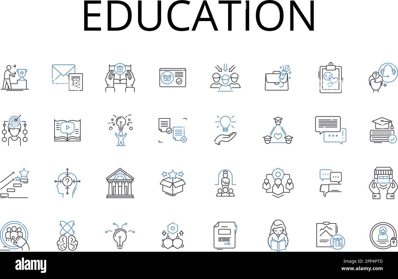 Education line icons collection. Learning, Instruction, Schooling ...