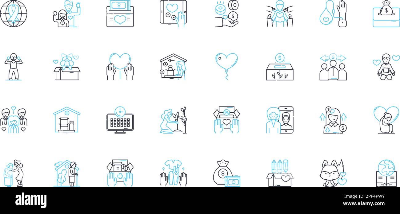Altruism linear icons set. Compassion, Kindness, Generosity ...