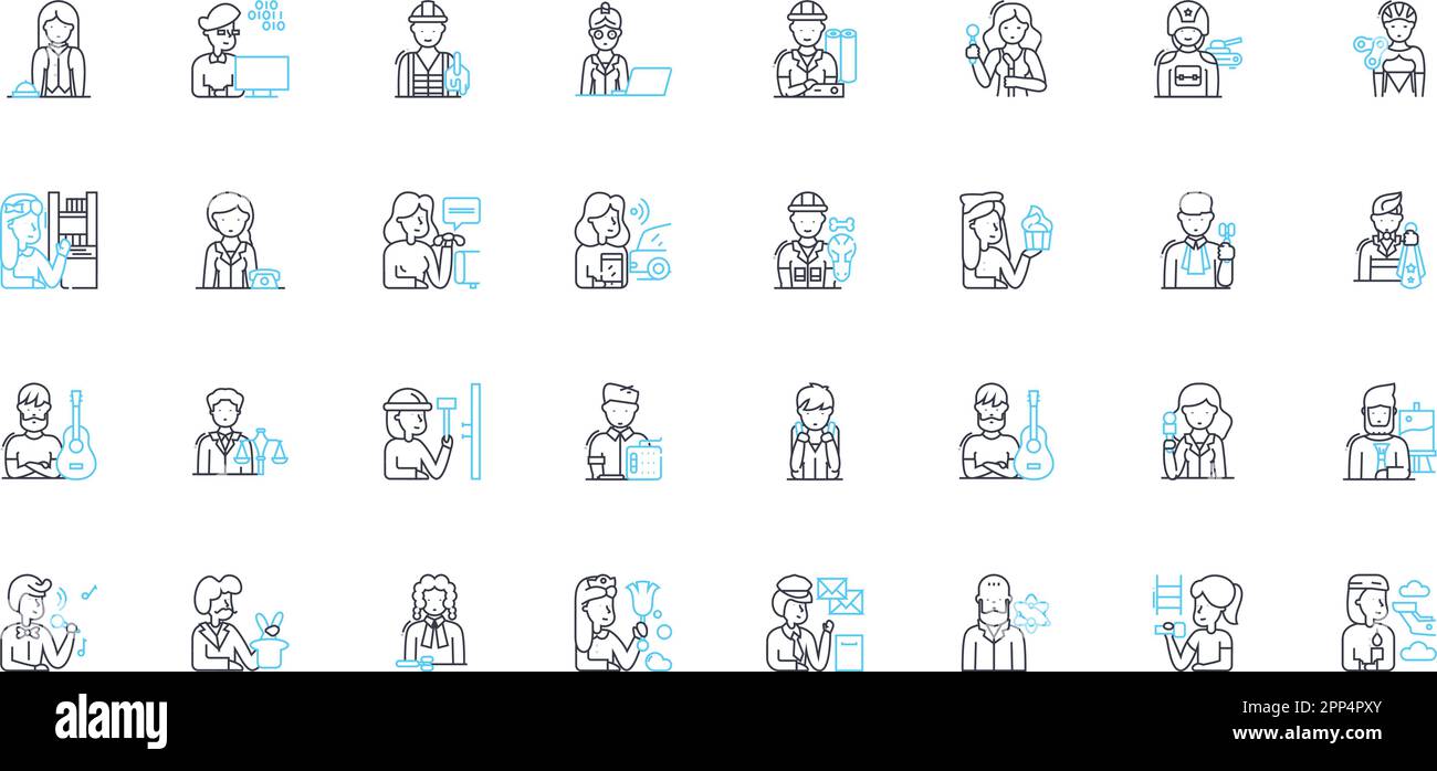 Administrative assistance linear icons set. Organization, Coordination ...