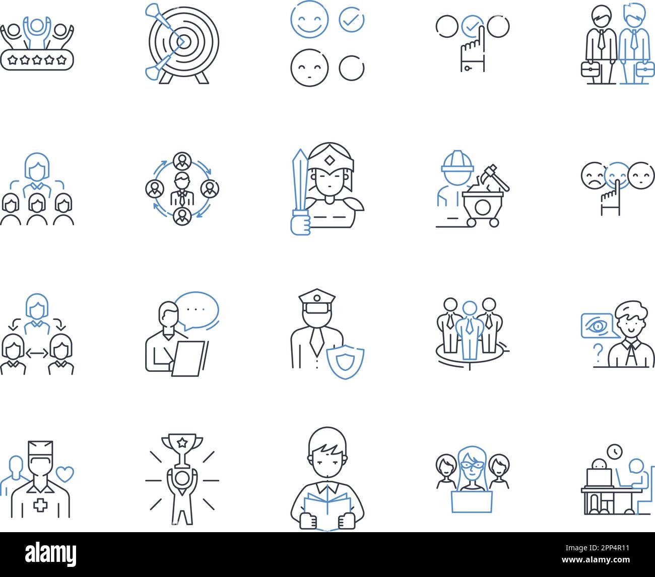 Leadership guidance line icons collection. Visionary, Empathy, Motivating, Responsibility ...