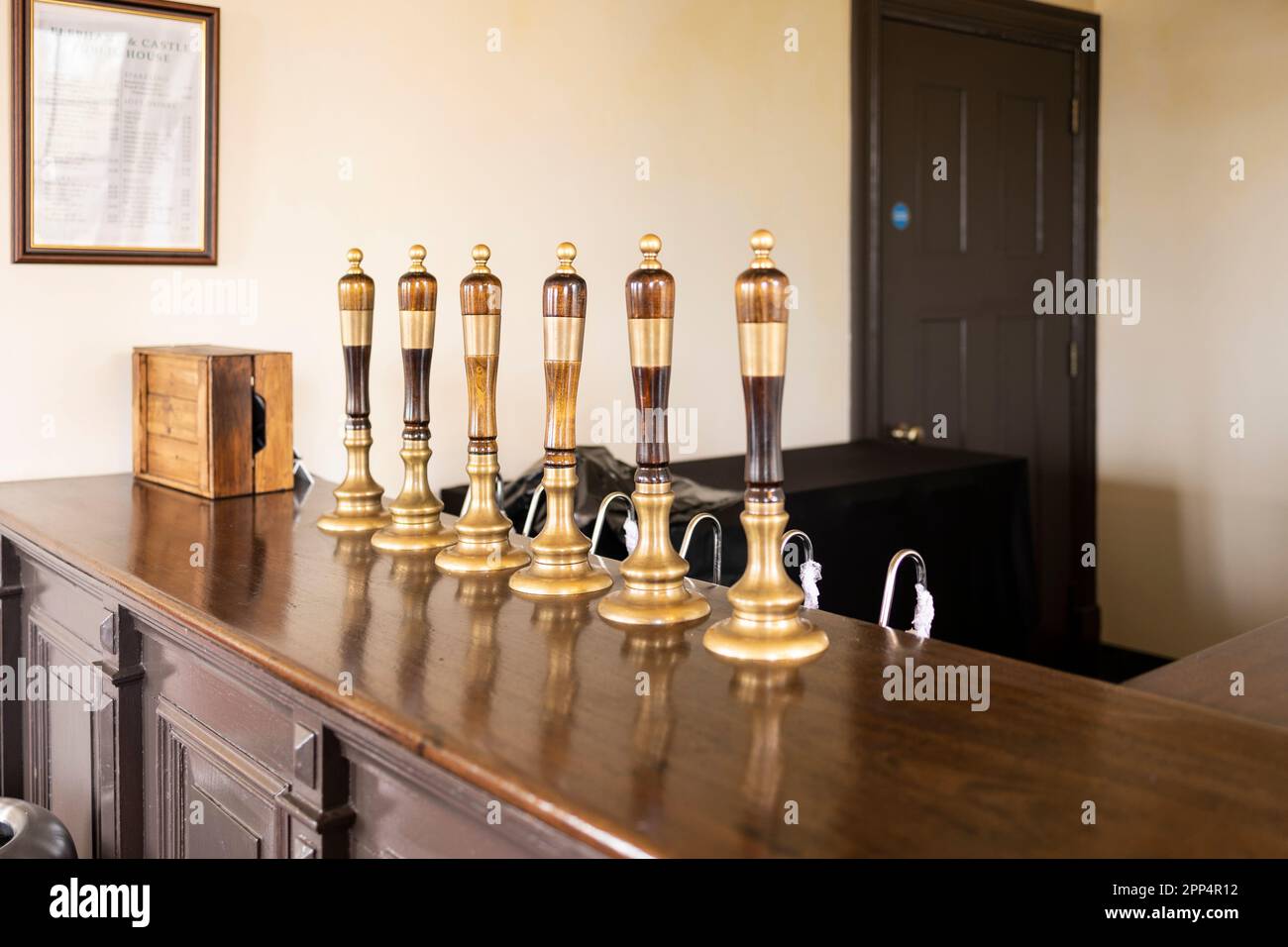 vintage pub and bar beer pulls, conected to the beer pump Stock Photo ...