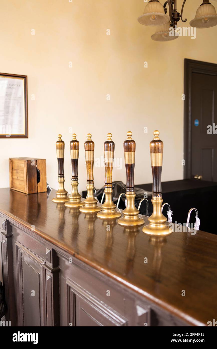 vintage pub and bar beer pulls, conected to the beer pump Stock Photo ...