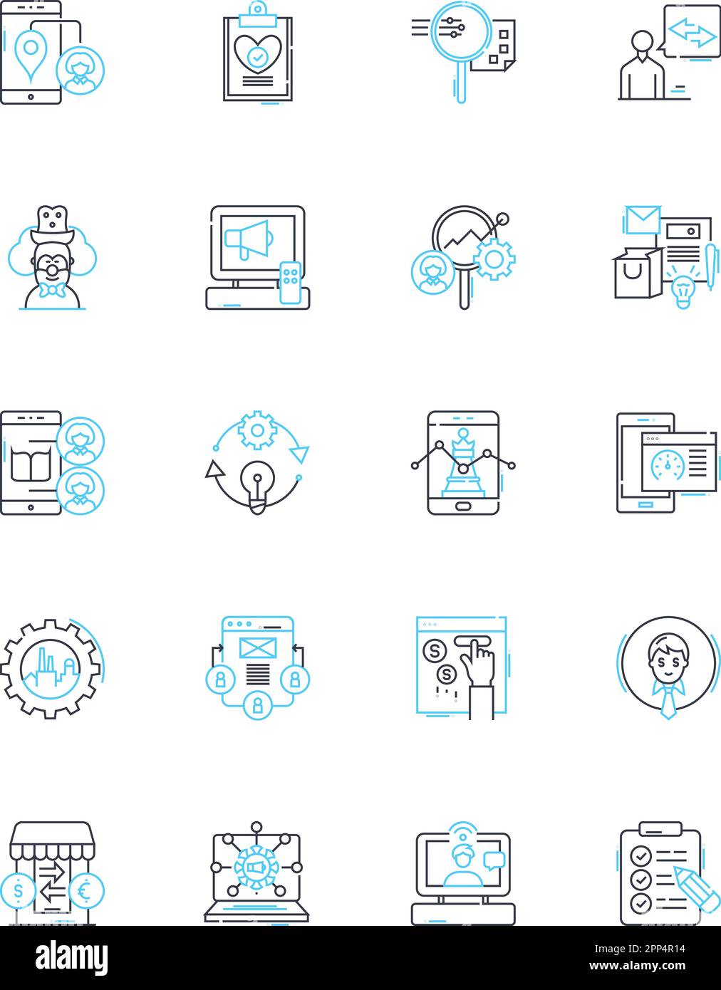 Customer satisfaction linear icons set. Feedback, Loyalty, Complaints ...