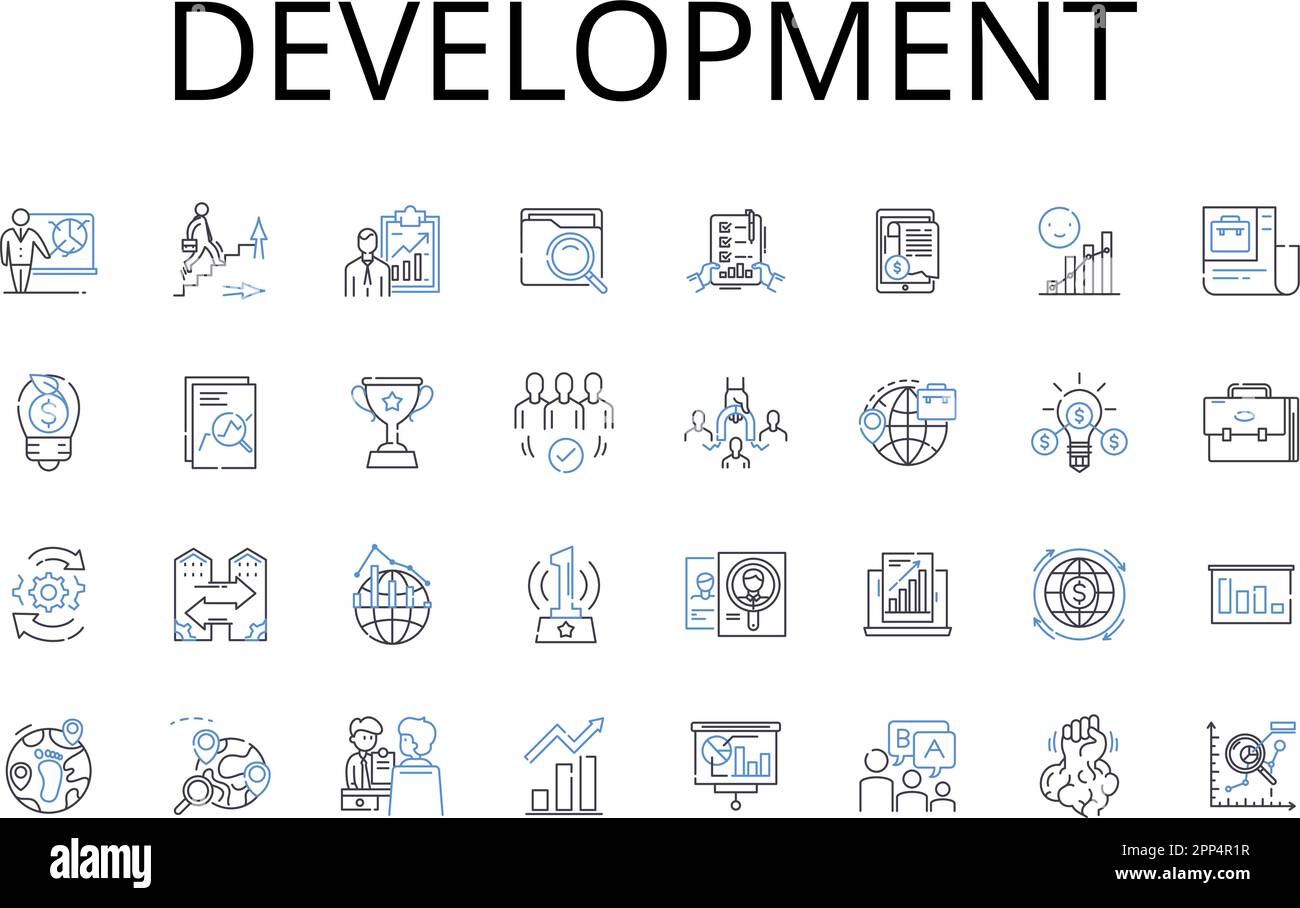 Development line icons collection. Advancement, Evolution, Progression, Improvement, Growth ...