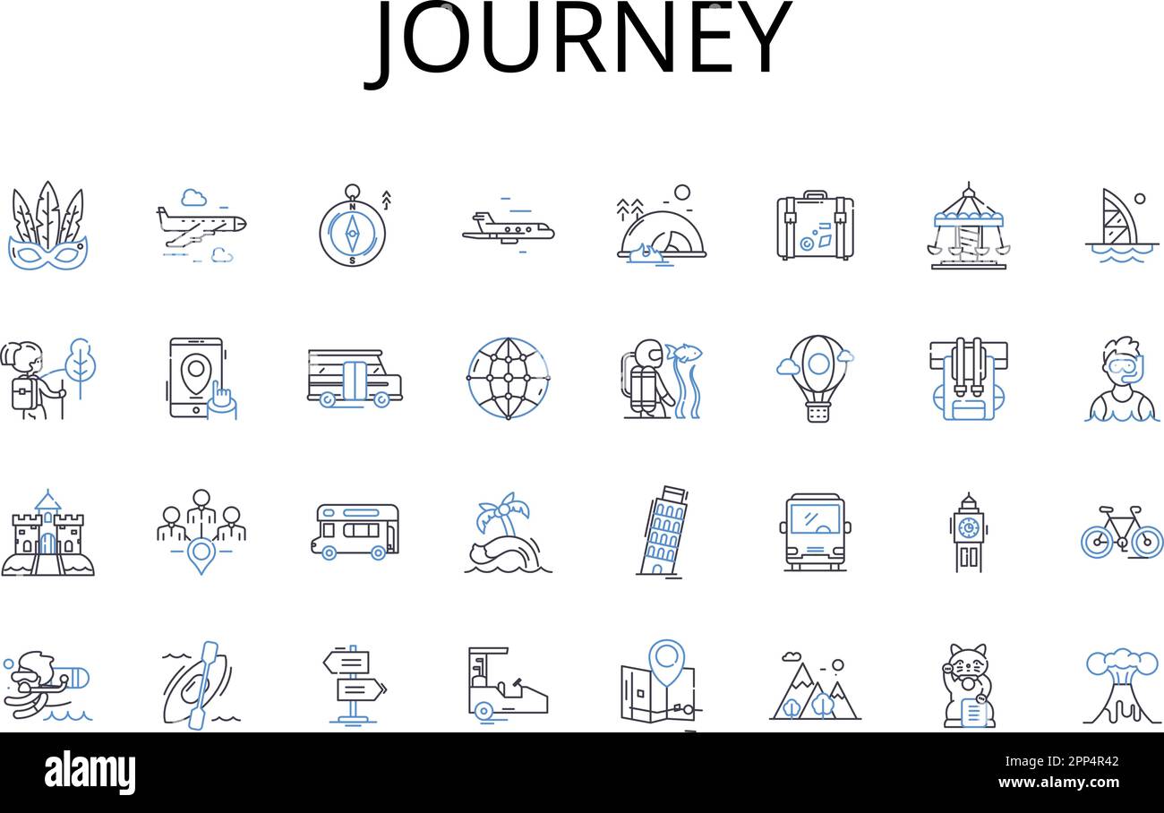 Journey line icons collection. Adventure, Voyage, Excursion, Passage ...