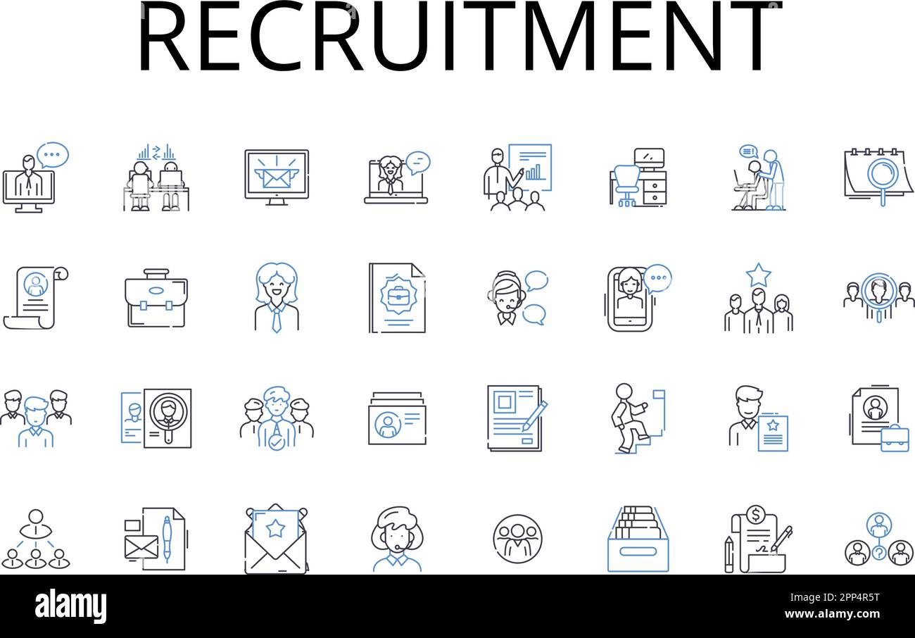 Recruitment line icons collection. Hiring process, Talent search ...