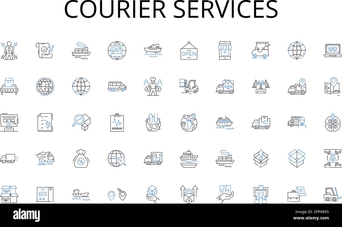 Courier services line icons collection. Degrees, Curriculum, Admissions ...