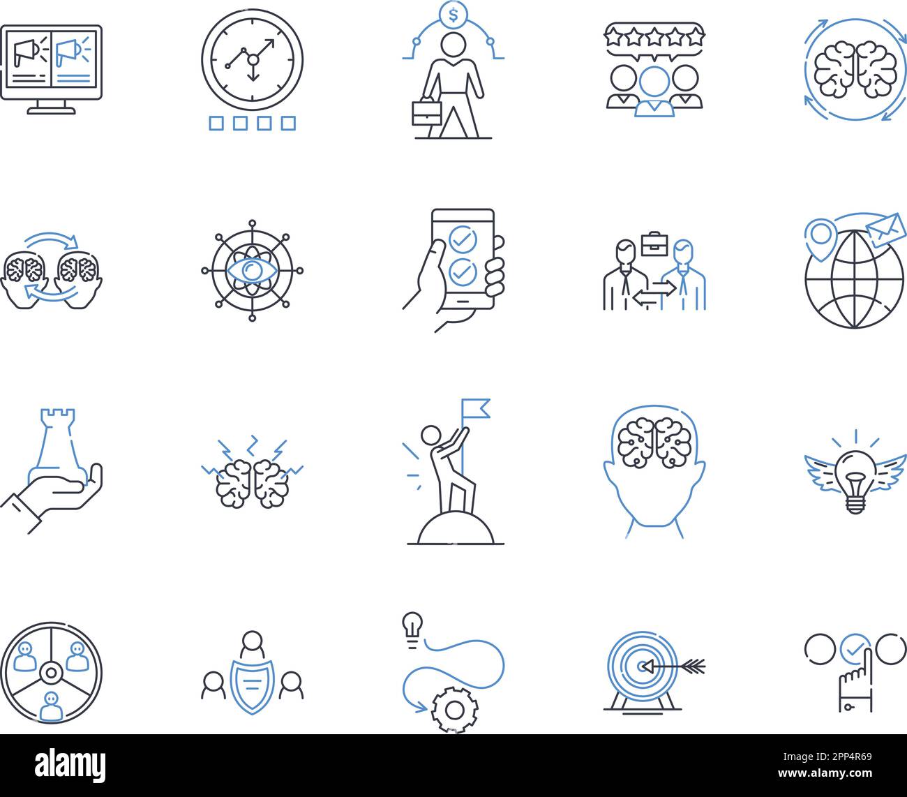 Business aims line icons collection. Profit, Growth, Expansion ...
