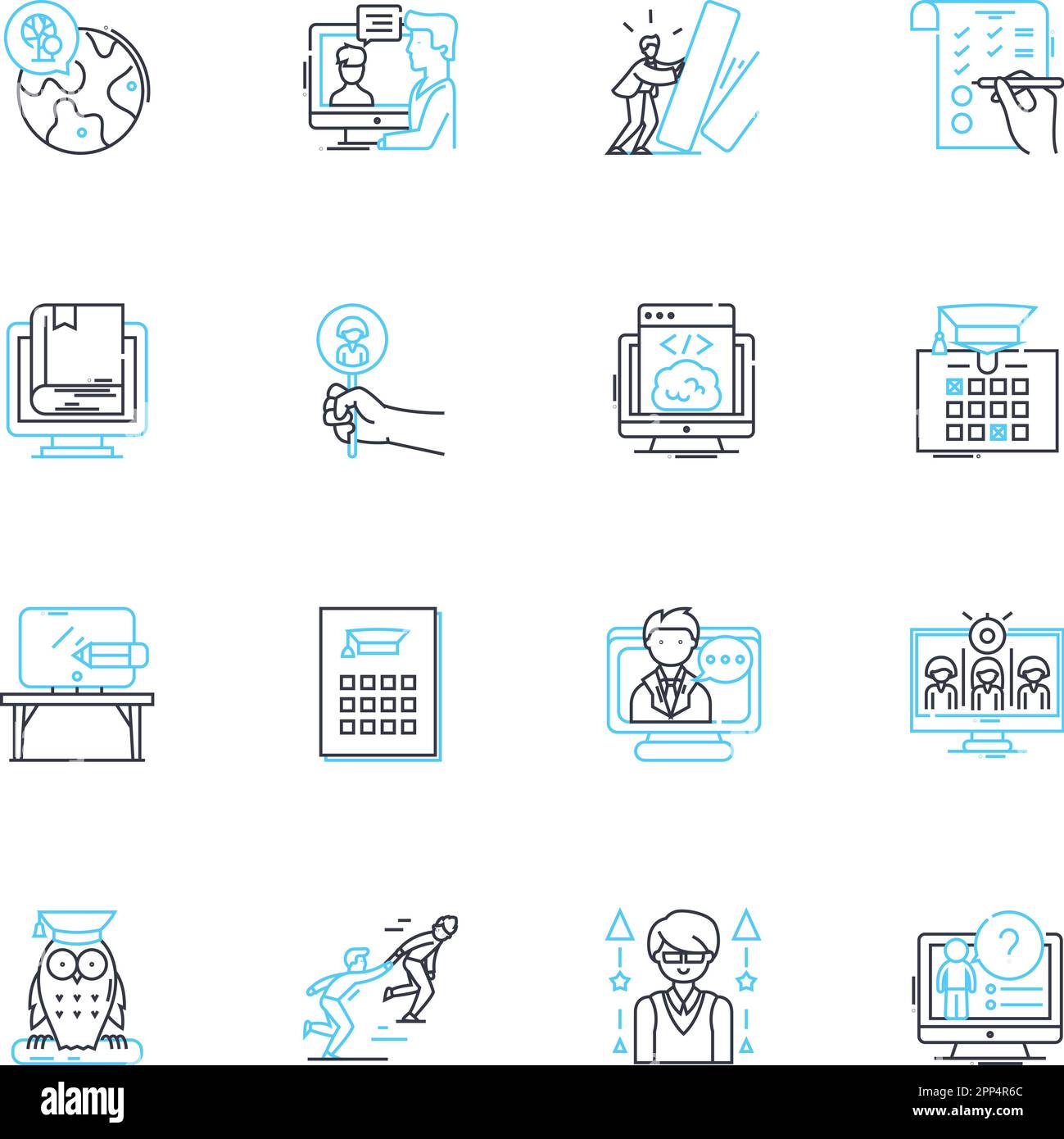 E-learning Program linear icons set. Online, Digital, Interactive ...