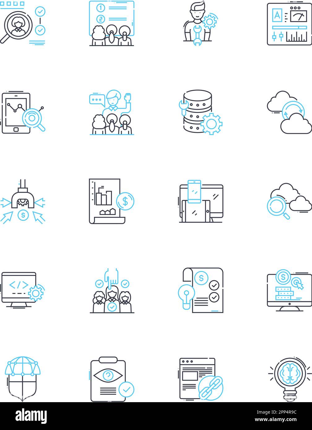 Marketing identity linear icons set. branding, logos, promotion ...