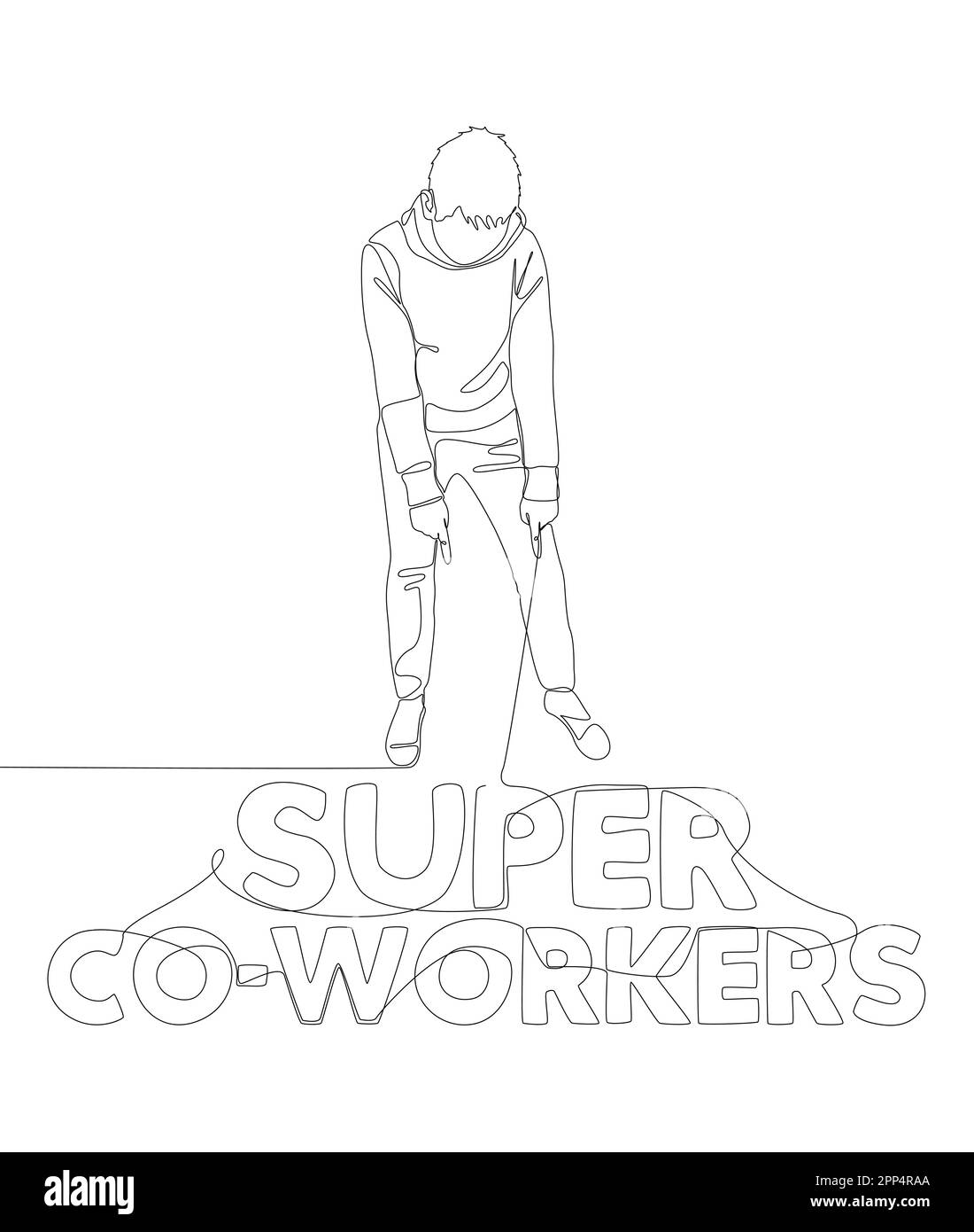 One Continuous Line Of Man Pointing With Finger At Super Co Workers